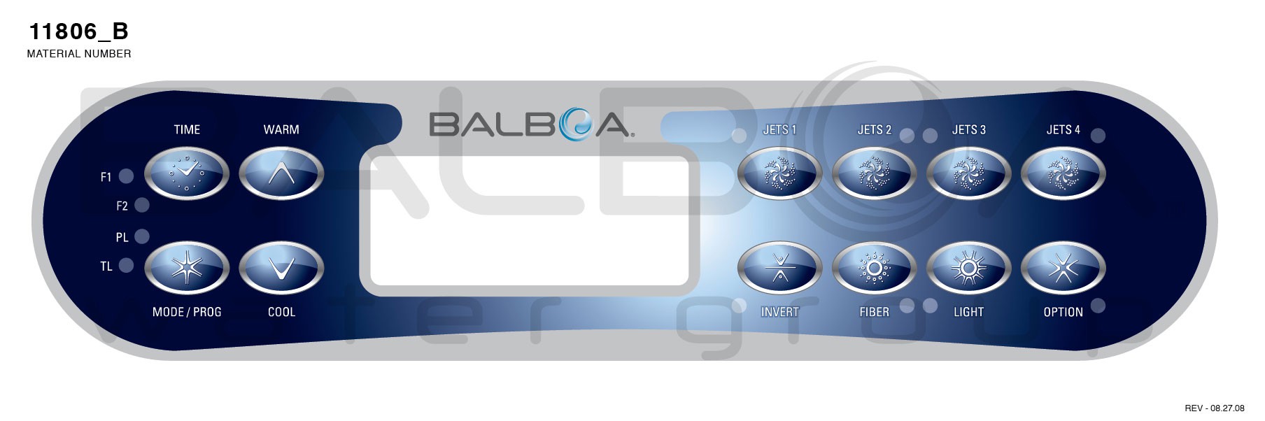 Clavier de commande Balboa ML900 avec autocollant